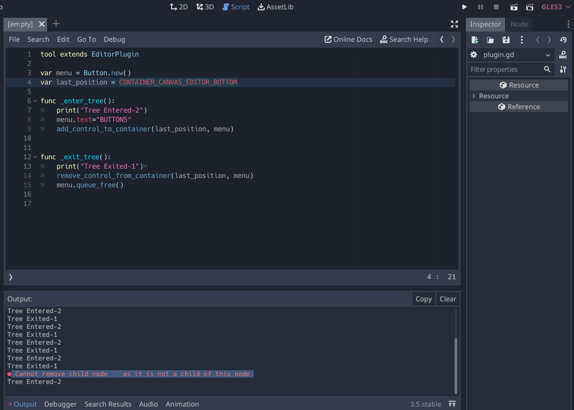 [3.5 Stable] EditorPlugin messes up when code is changed/saved while enabled. · Issue #65303 ...