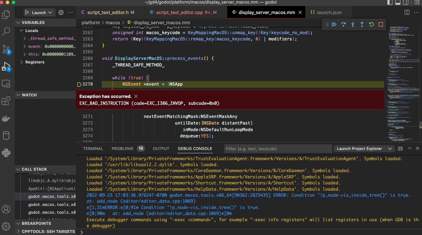 [4.0 Beta] Godot MacOSX crashes when a scene is saved from the Scene main menu (instead of CMD+S ...