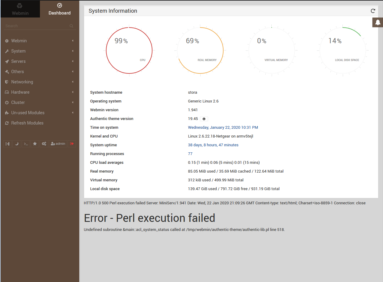 [Netgear Stora] Error after login · Issue #1180 · webmin/webmin · GitHub