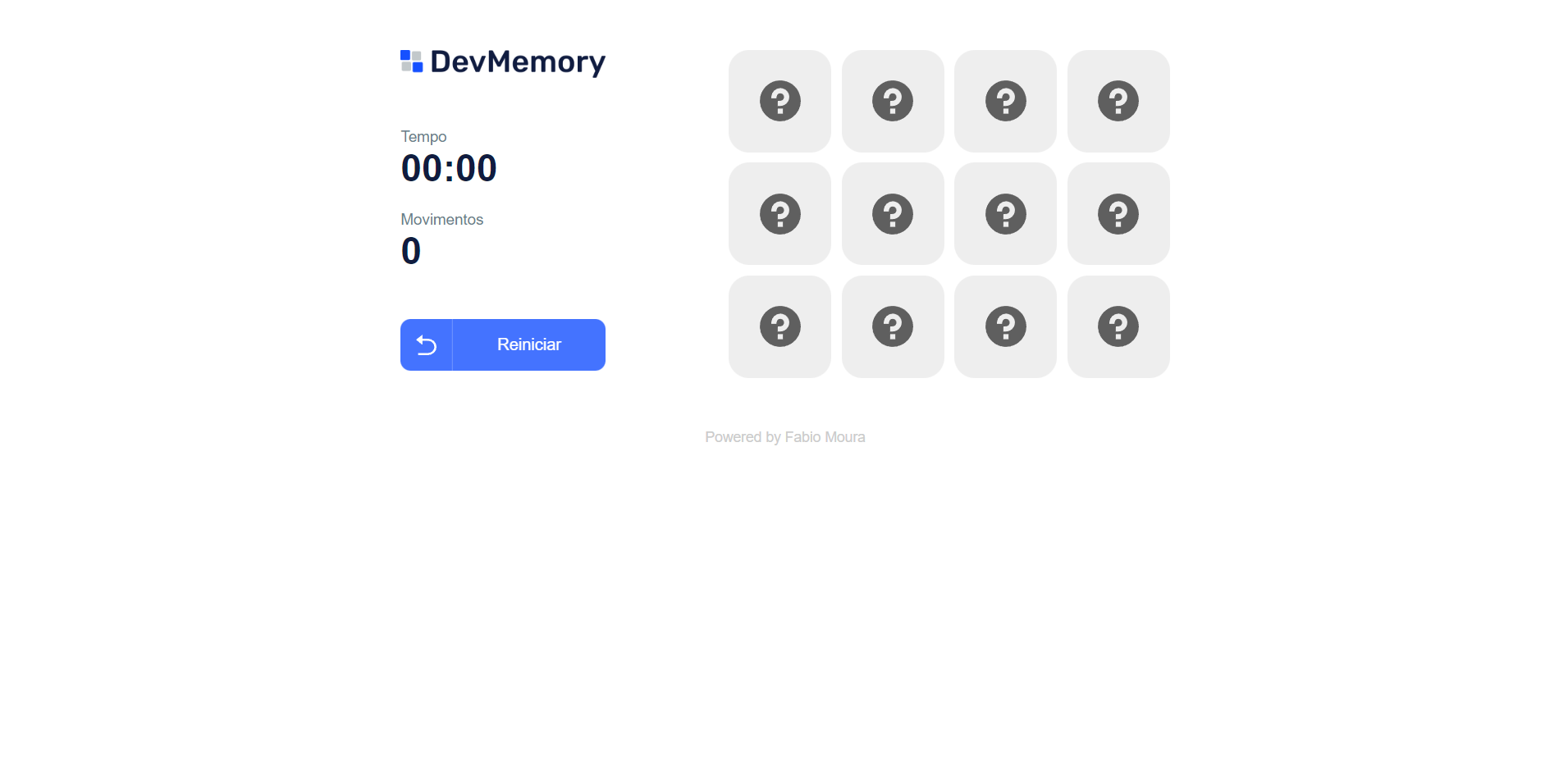 GitHub - fabiomoura-m/react-memory-game: Jogo da memória em ReactJS