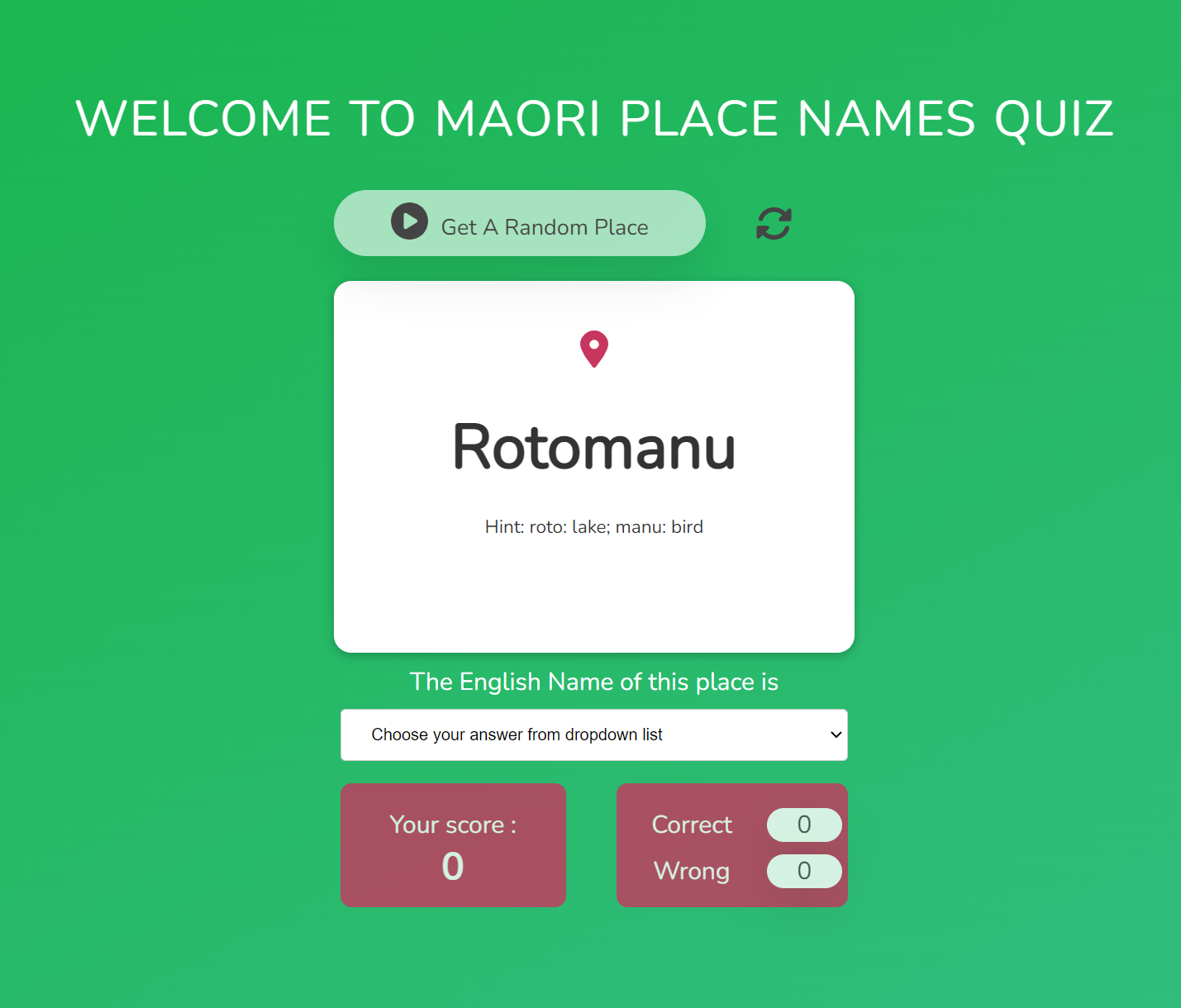 GitHub - KK6355/MaoriPlaceQuizGame-ReactJS