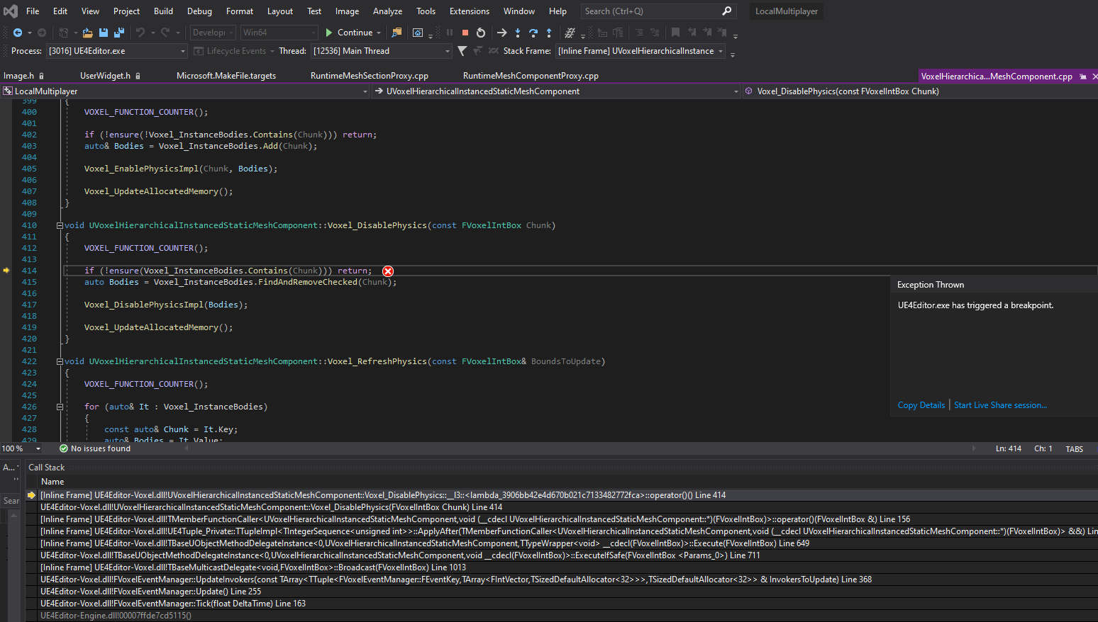 Ensure Breakpoint Triggered : if (!ensure(VoxelInstanceBodies.Contains(Chunk))) · Issue #179 ...