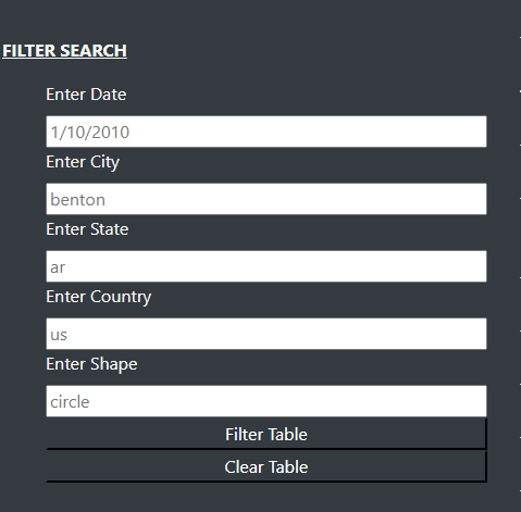 GitHub - rasheemg/UFOs: Organizing UFO data stored as a JavaScript array into dynamic tables