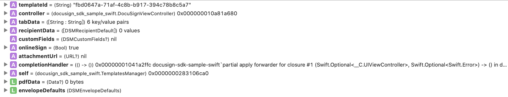 Fields not populating into template using Swift sample code · Issue #43 · docusign/native-ios ...