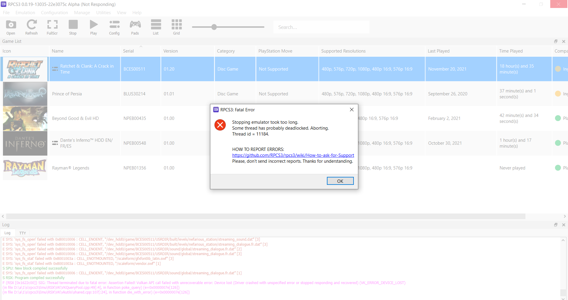 Nvidia drivers - Device lost (Driver crashed with unspecified error or stopped responding and ...