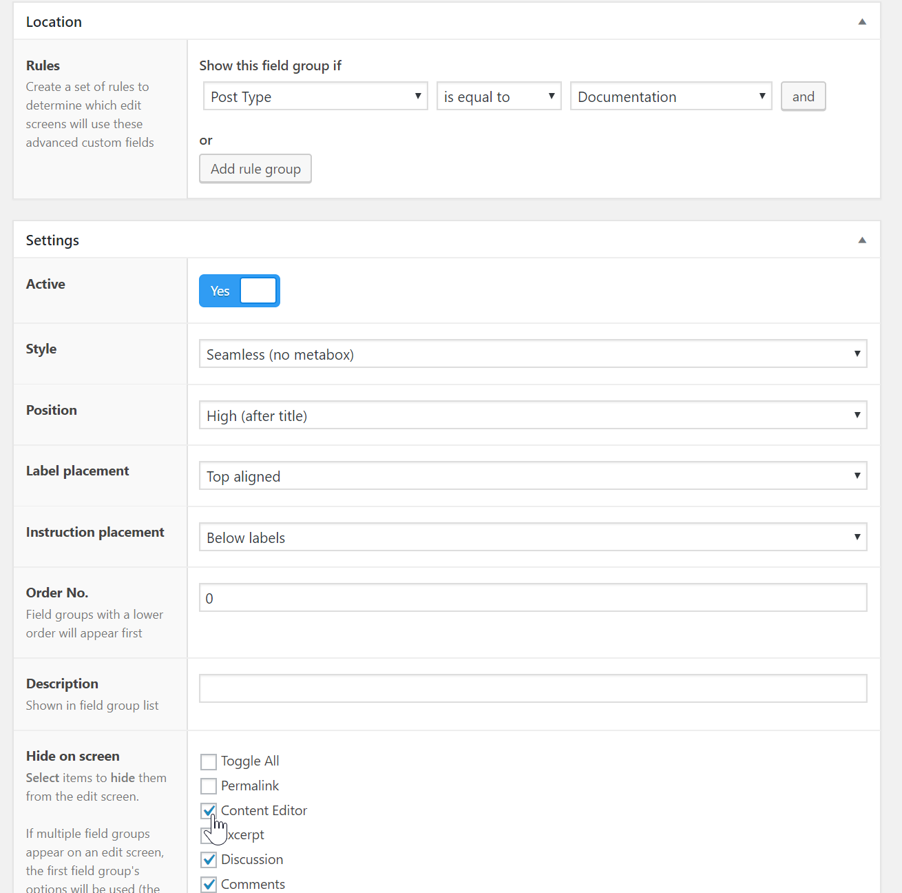 Hiding Content Editor in Custom Post Types not Possible · Issue #115 · AdvancedCustomFields/acf ...