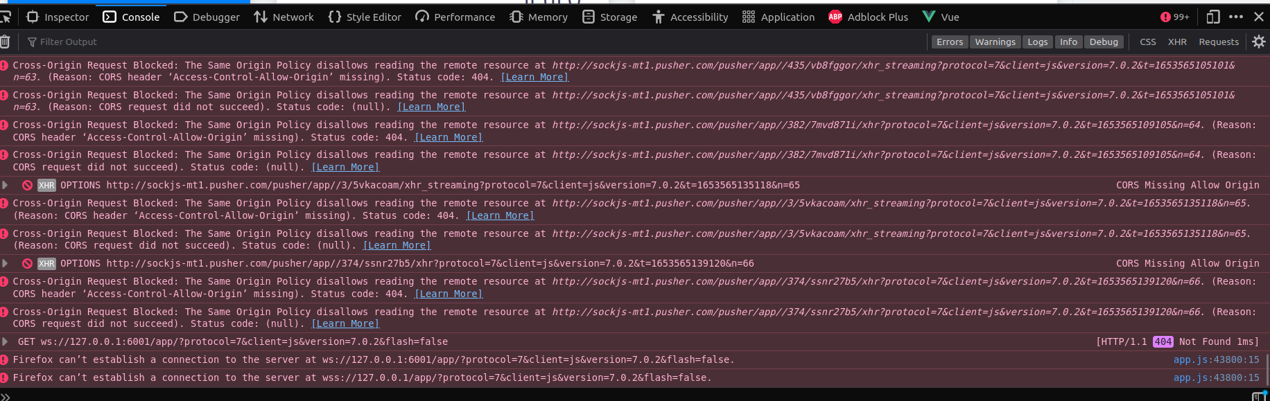 laravel websocket give me this error. i try tree day to fix it, any one in there fix like this ...