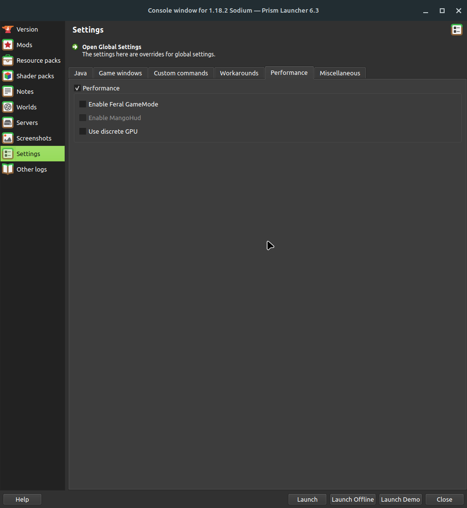 MangoHud is still having gray checkbox. · Issue #909 · PrismLauncher/PrismLauncher · GitHub