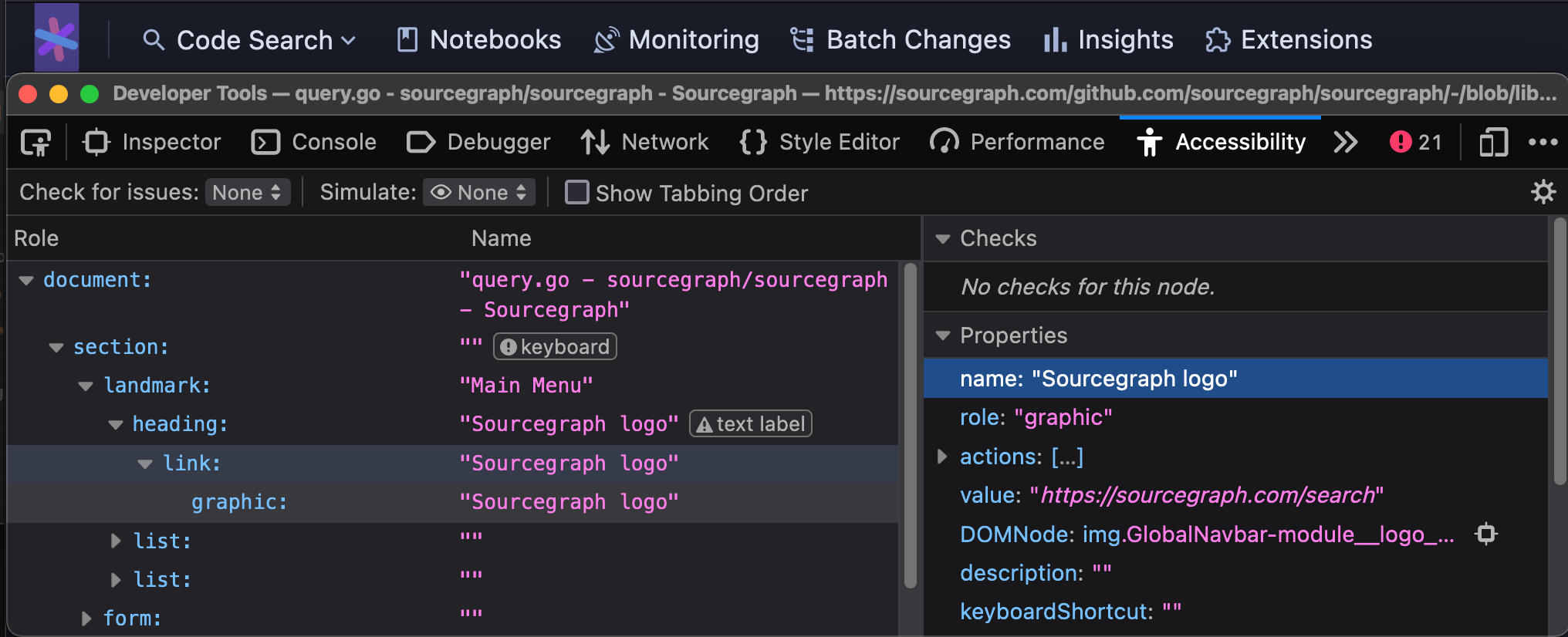 Accessibility Unhelpful Label For Sourcegraph Logo · Issue 35146 · Sourcegraphsourcegraph