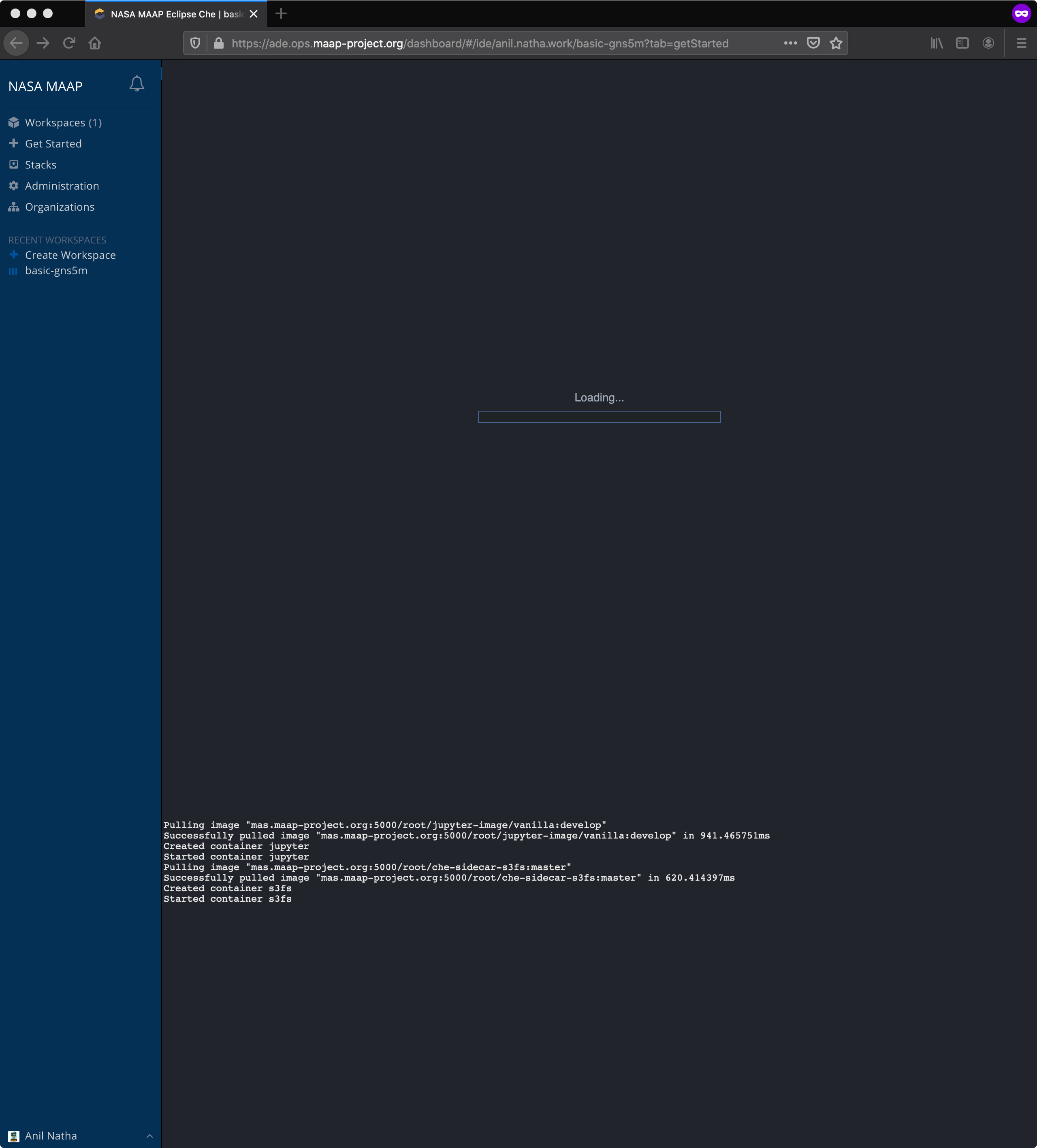 Unable to open workspace in GCC Ops · Issue #429 · MAAP-Project/Community · GitHub