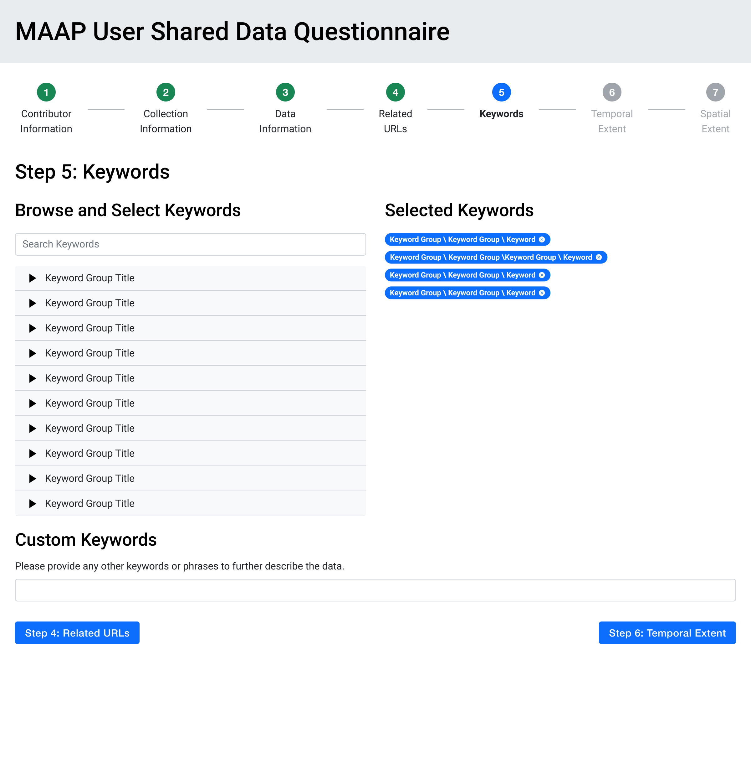 Design User Shared Data Questionnaire Interface · Issue #468 · MAAP-Project/Community · GitHub