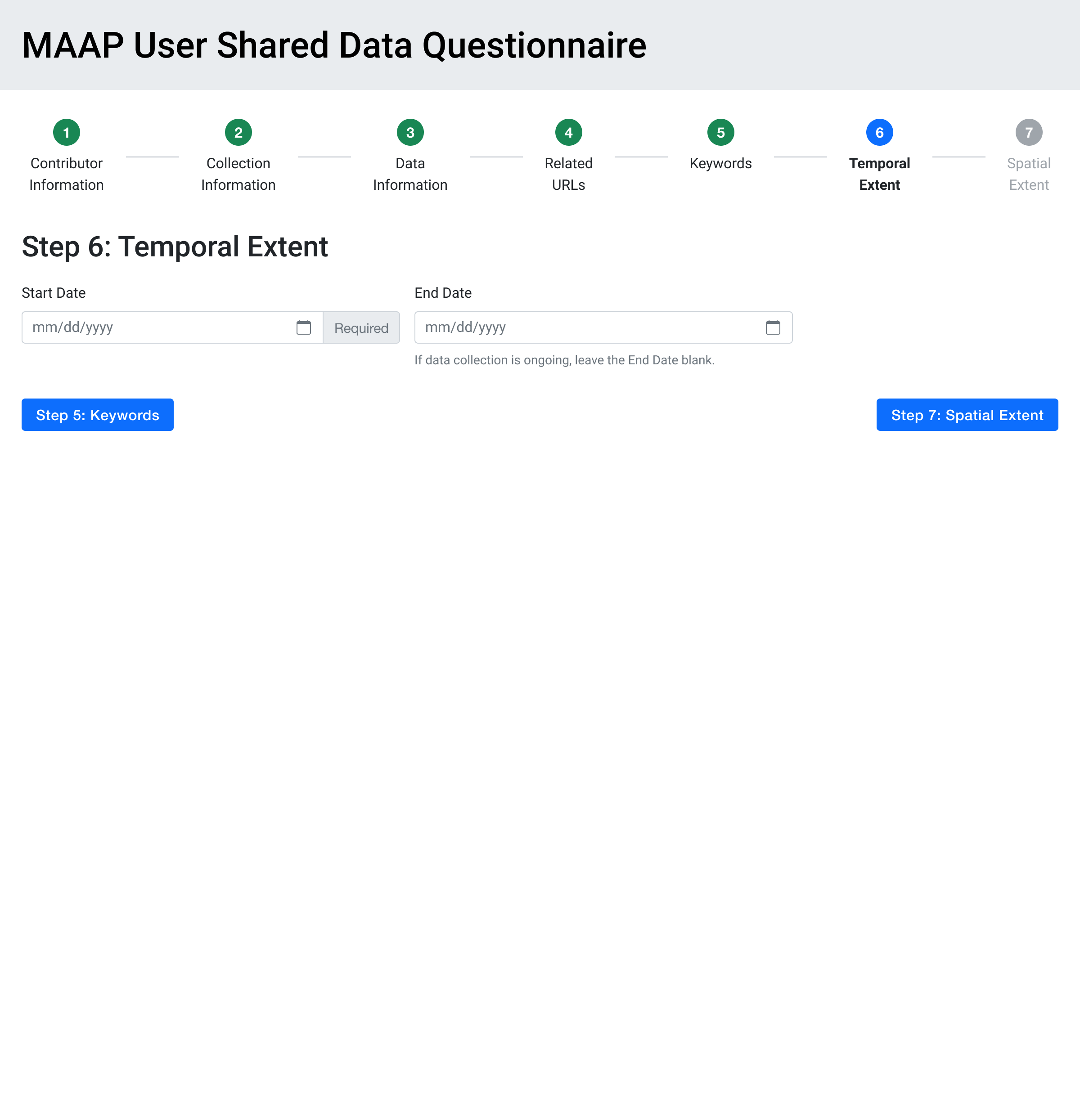 Design User Shared Data Questionnaire Interface · Issue #468 · MAAP-Project/Community · GitHub