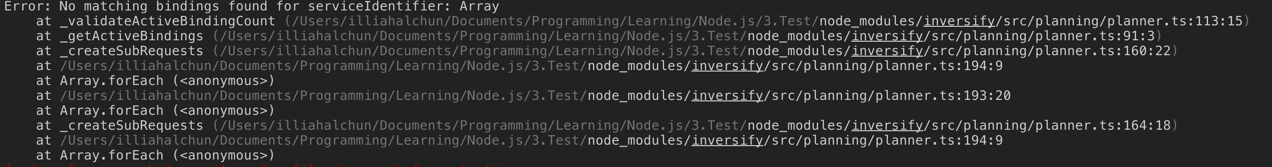No matching bindings found for serviceIdentifier: Array · Issue #1495 · inversify/InversifyJS ...