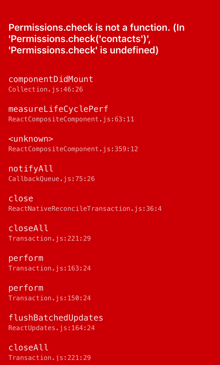 'Permissions.check is not a function' Error · Issue #193 · zoontek/react-native-permissions · GitHub