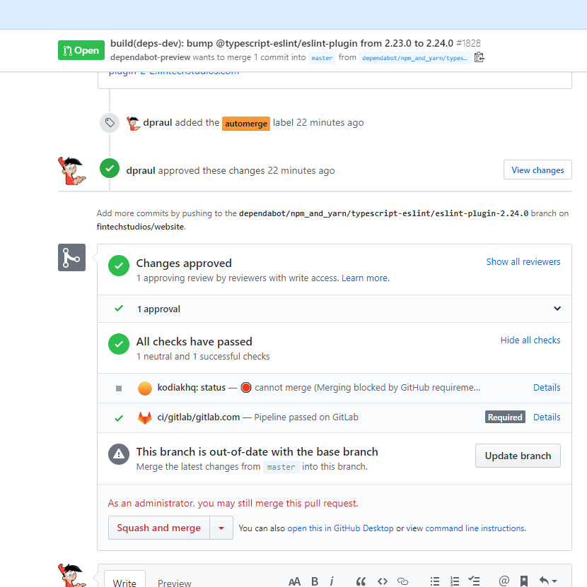 Kodiak does not update a PR · Issue #261 · chdsbd/kodiak · GitHub