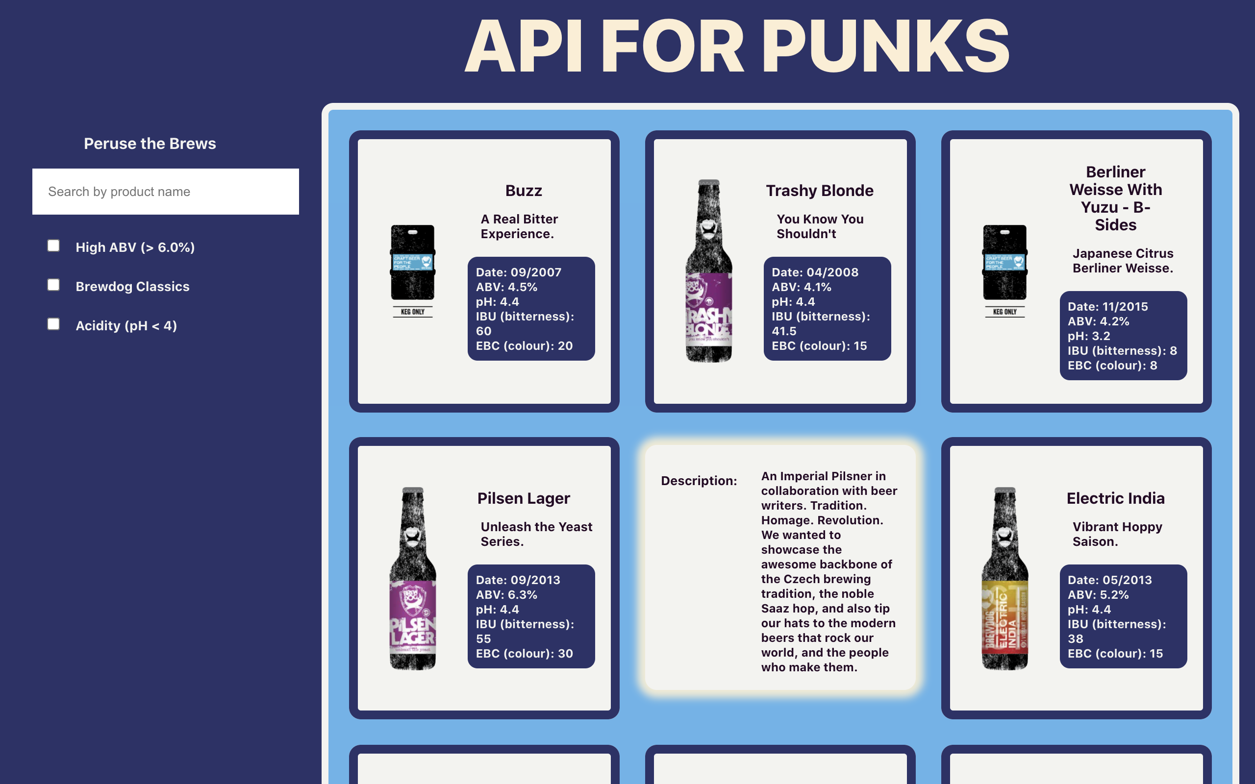 GitHub - MylesPillay/Punk-API: A mock gallery of Brewdog products showcasing API information
