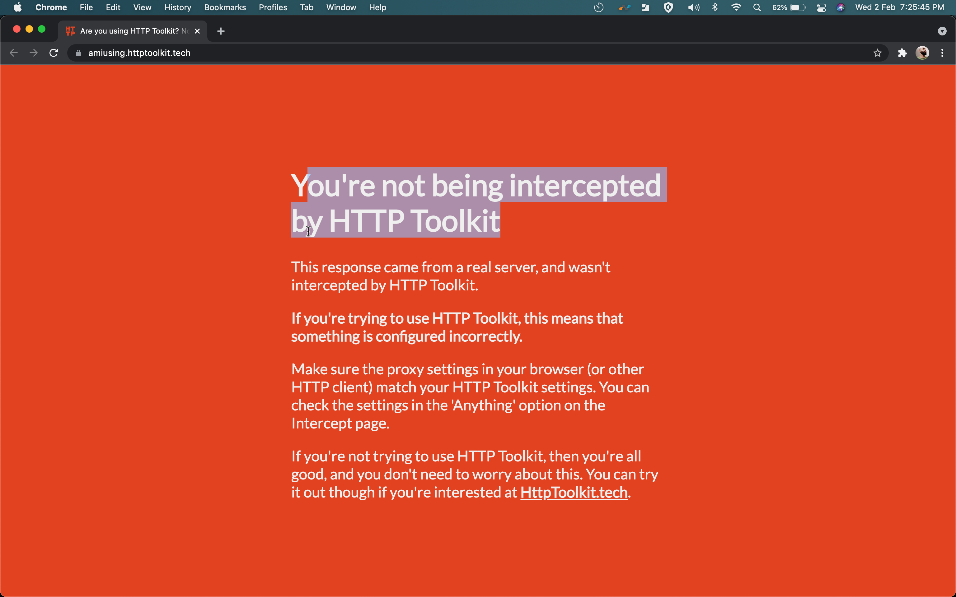 Getting "You're not being intercepted by HTTP Toolkit" screen and mac sleep makes the app not to ...