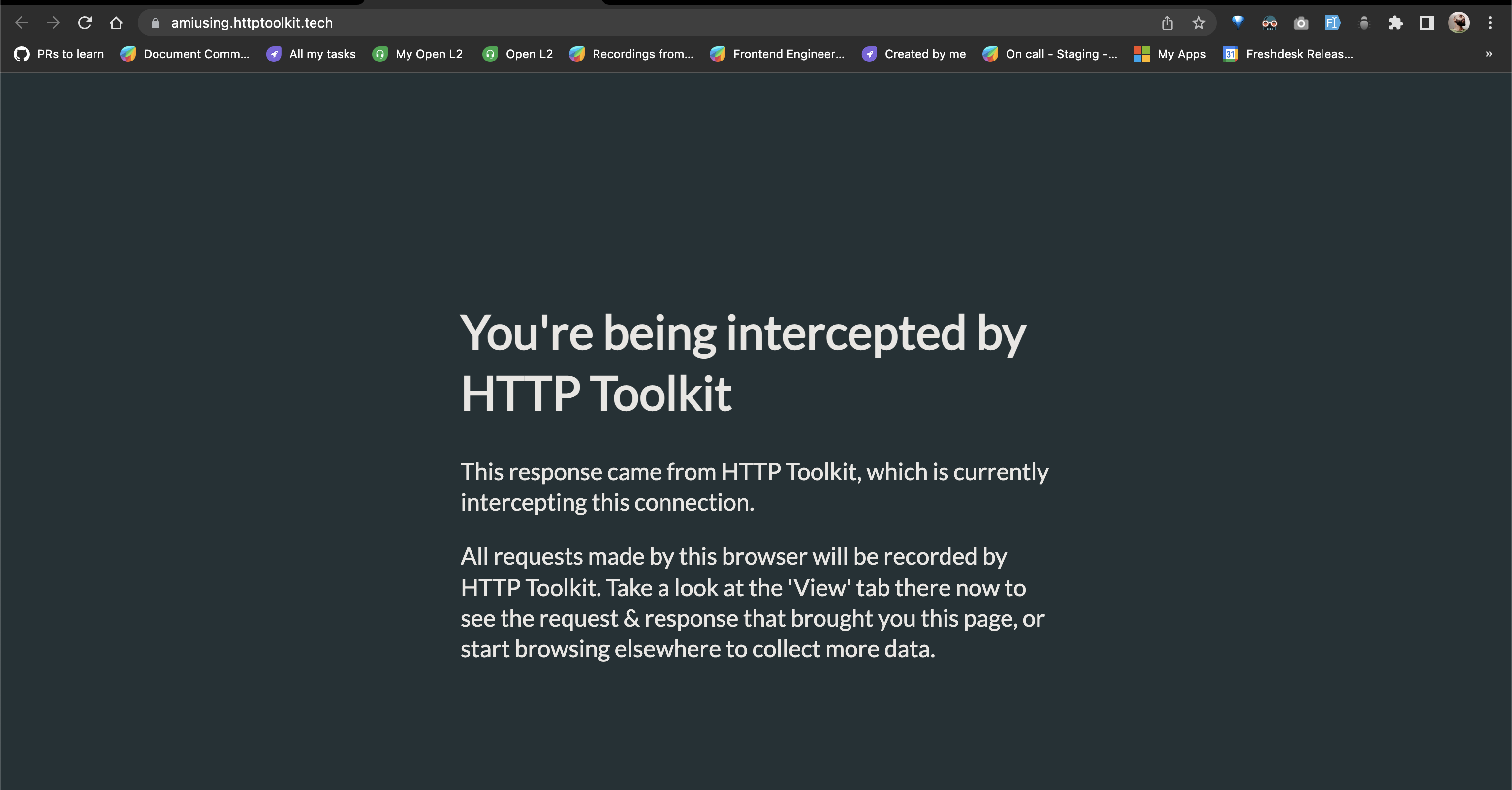 Getting "You're not being intercepted by HTTP Toolkit" screen and mac sleep makes the app not to ...