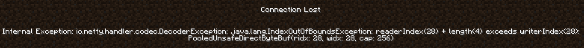 Hypixel: io.netty.handler.codec.DecoderException: java.lang.IndexOutOfBoundsException ...