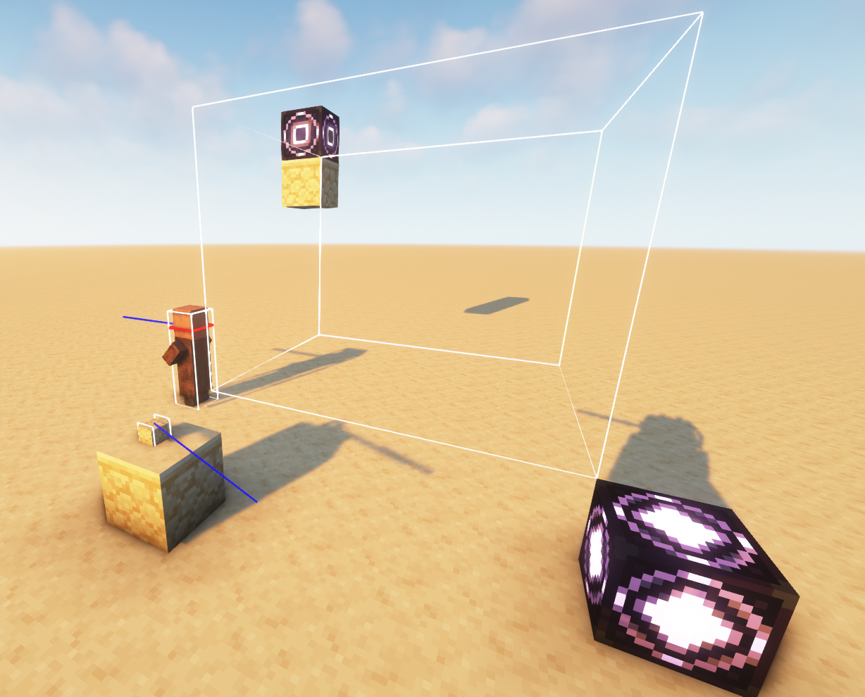 Minecraft "bounding box" lines for entity hitboxes and structure blocks ...