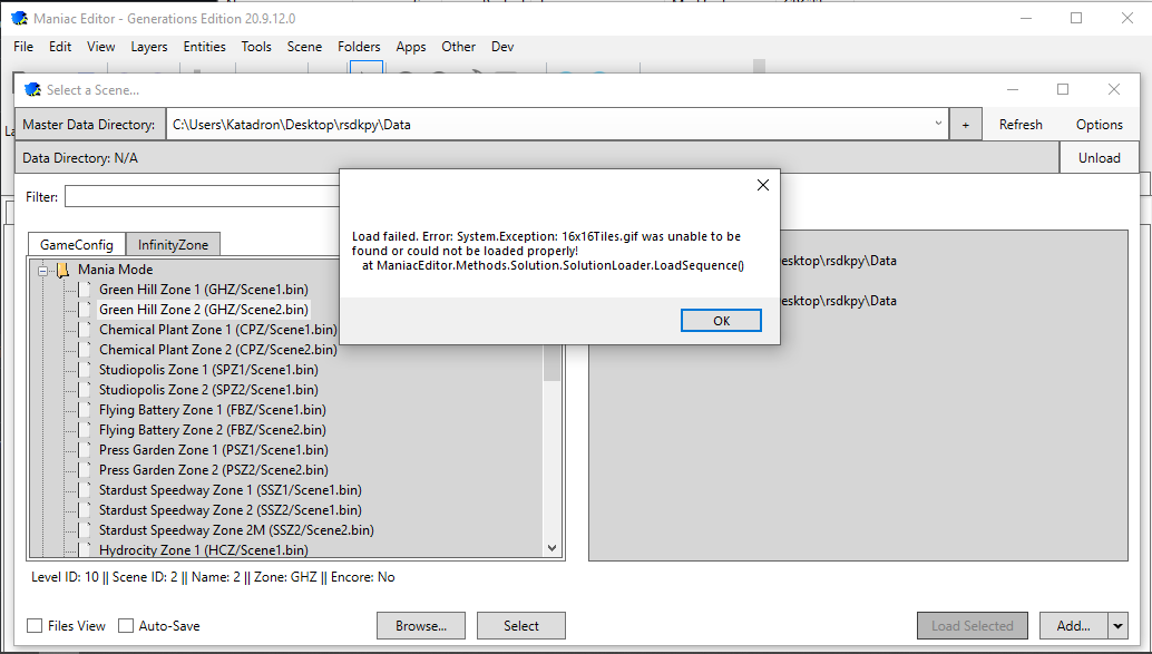 Maniac editor don`t load scenes · Issue #38 · CarJem/ManiacEditor-GenerationsEdition · GitHub
