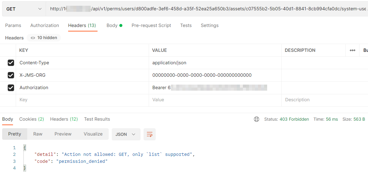 [Bug] 获取用户授权的某资产账号的api接口报错403 · Issue #8276 · jumpserver/jumpserver ...