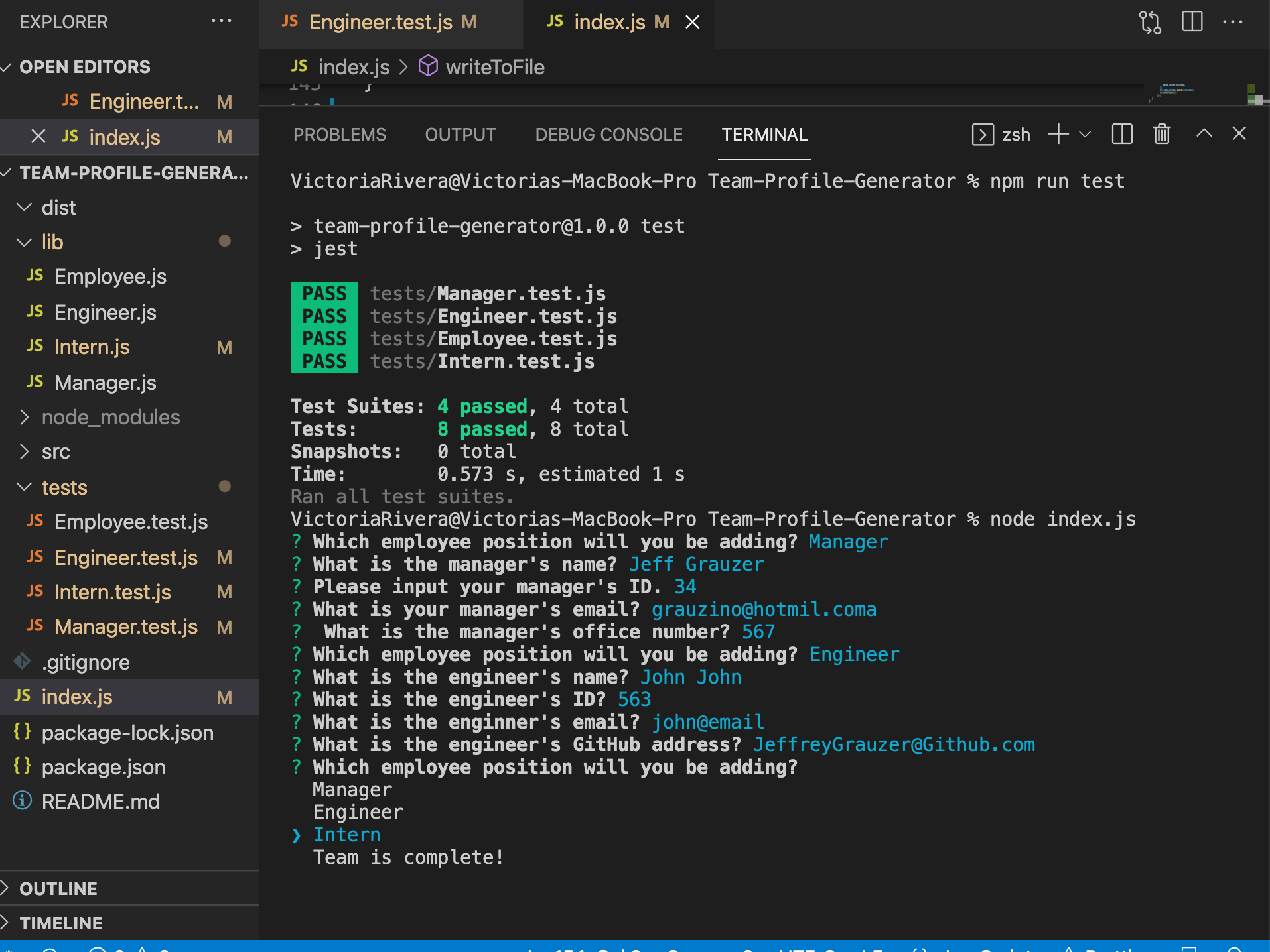 GitHub - JeffreyGrauzer/Team-Profile-Generator