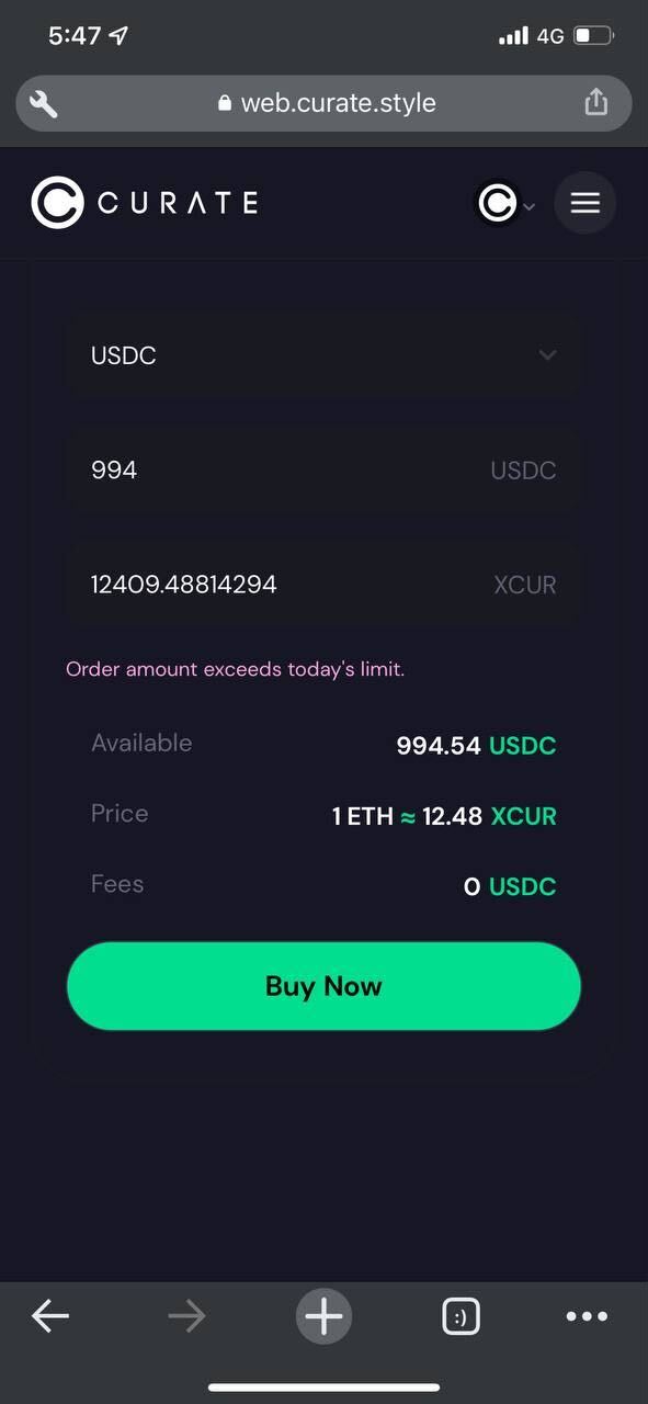 Failed Purchase of XCUR using USDC · Issue #731 · pellartech/curate · GitHub