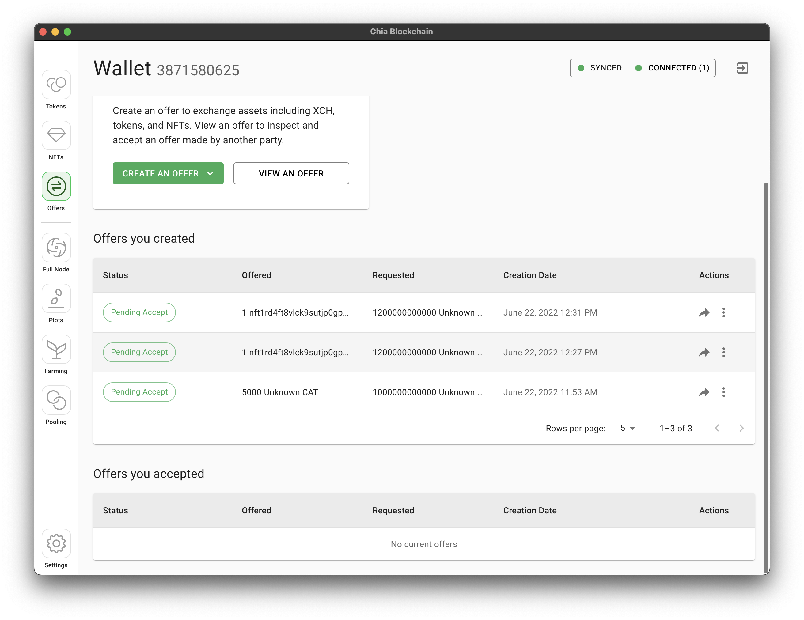 [Bug] - GUI - NFT offers · Issue #12021 · Chia-Network/chia-blockchain · GitHub