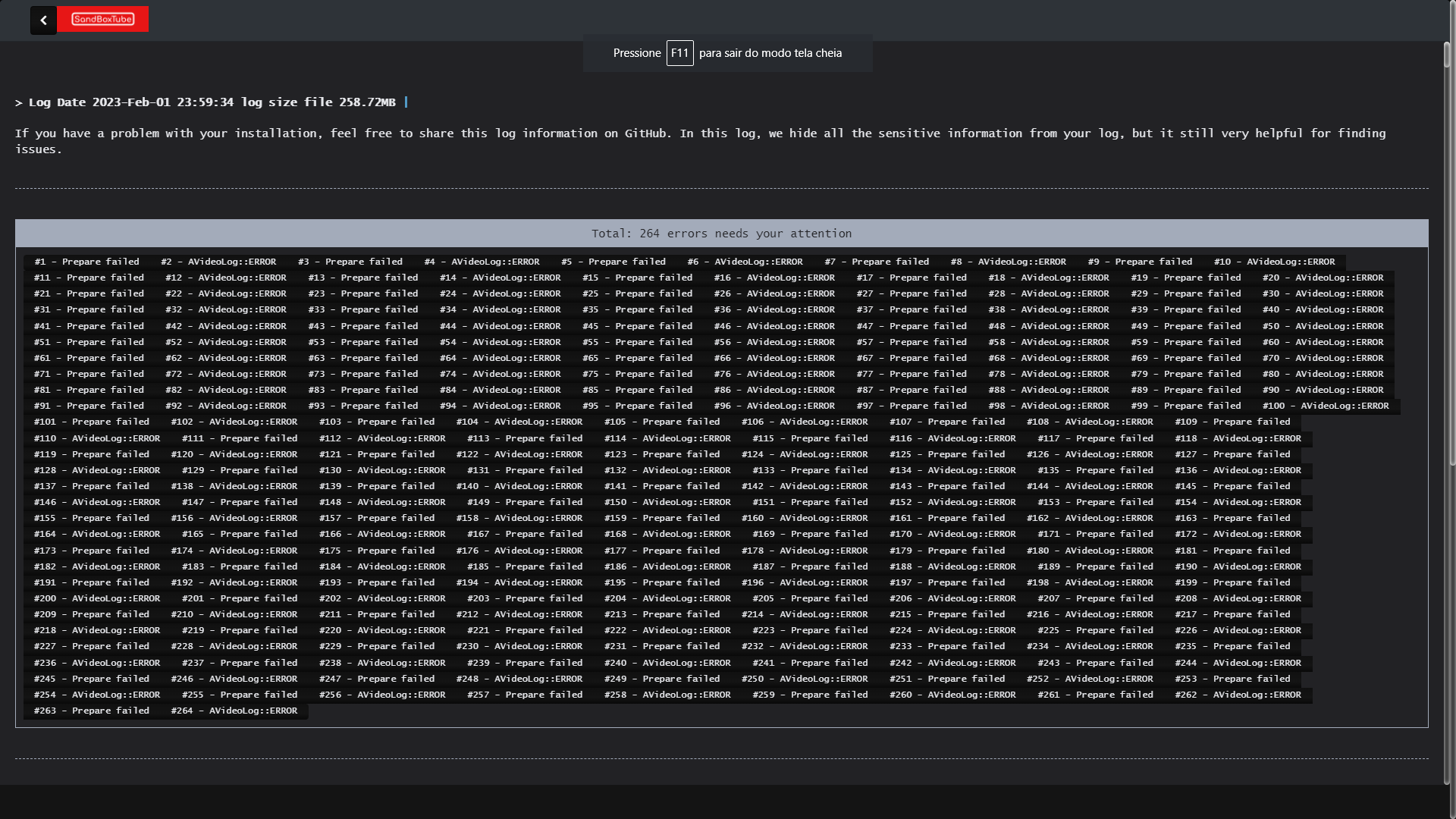 We Are Receiving A Lot Of Issue About Prepare Failed About More Than 264 Errors · Issue 7617