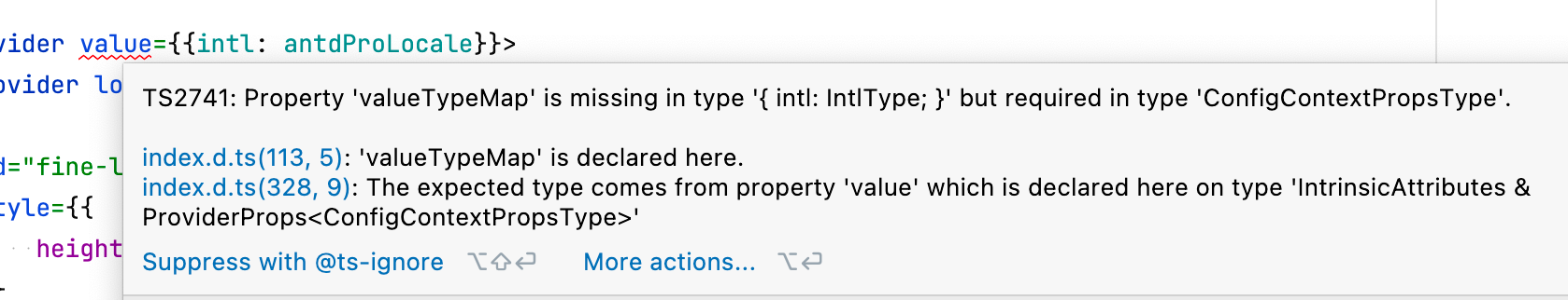 🐛[BUG] `IntlProvider` Type 'IntlType' is missing the following properties from type ...