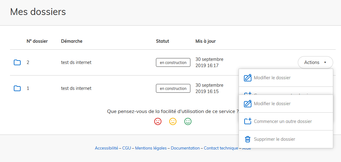 ETQ Usager: Superposition des menus contextuels depuis Mes dossiers ...