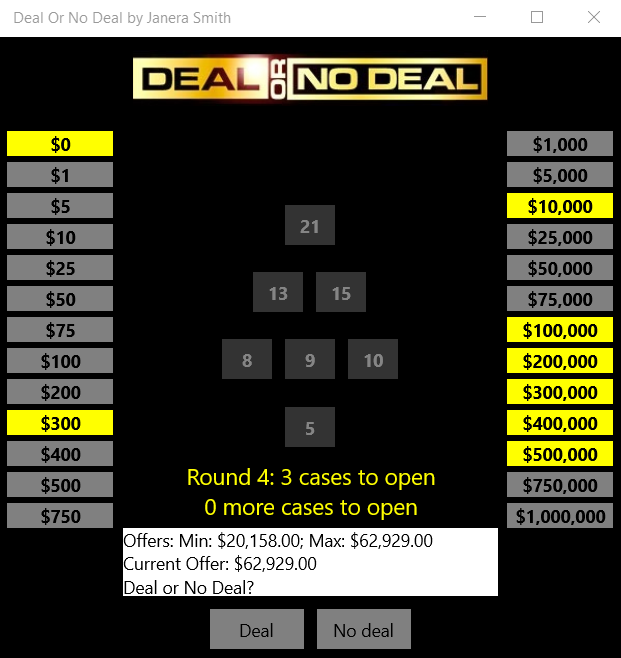 GitHub - JaneraSmith/DealOrNoDealSolution: Completed Solution of Deal ...
