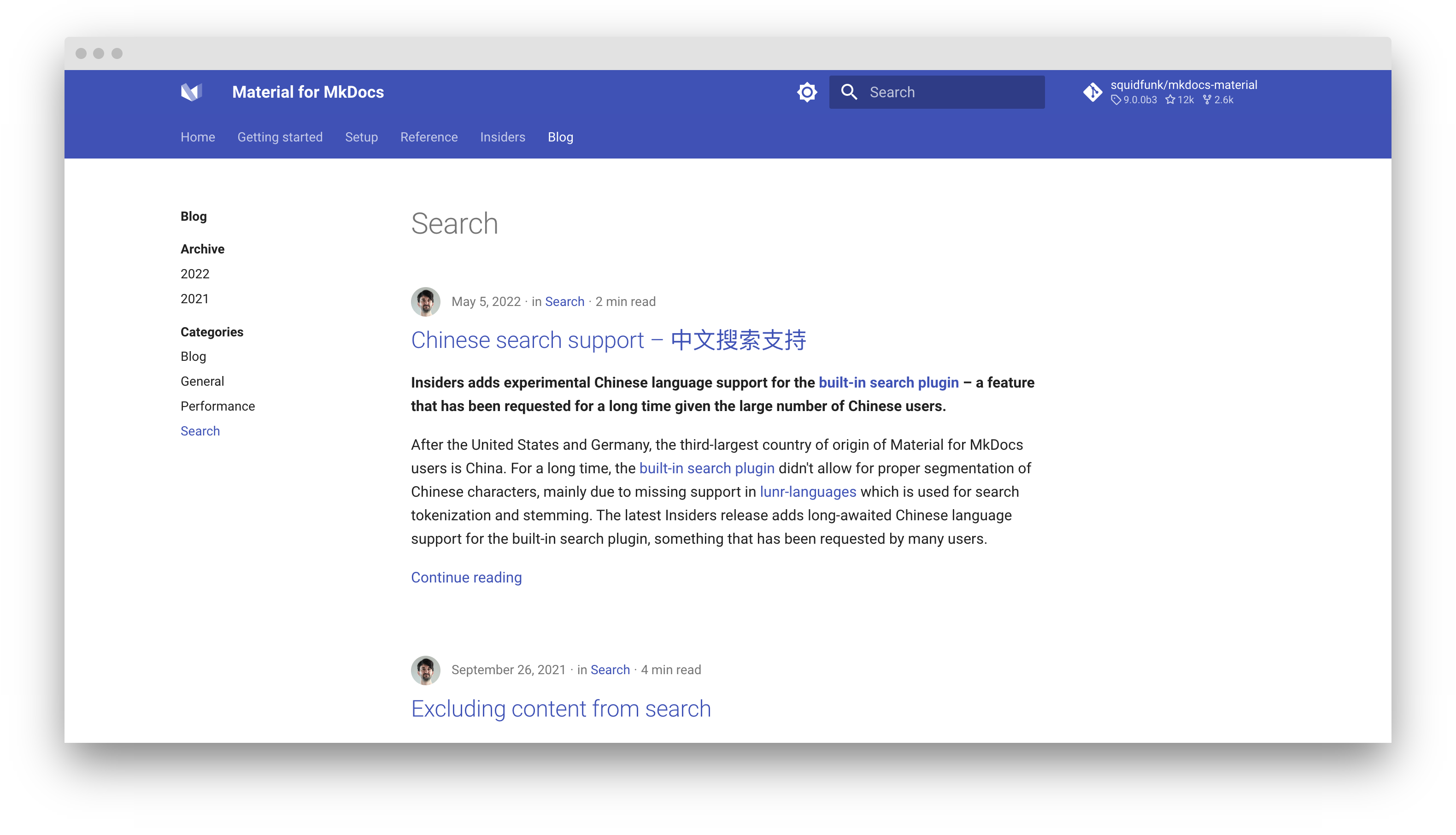 Improved category support for blog plugin · Issue #4719 · squidfunk/mkdocs-material · GitHub