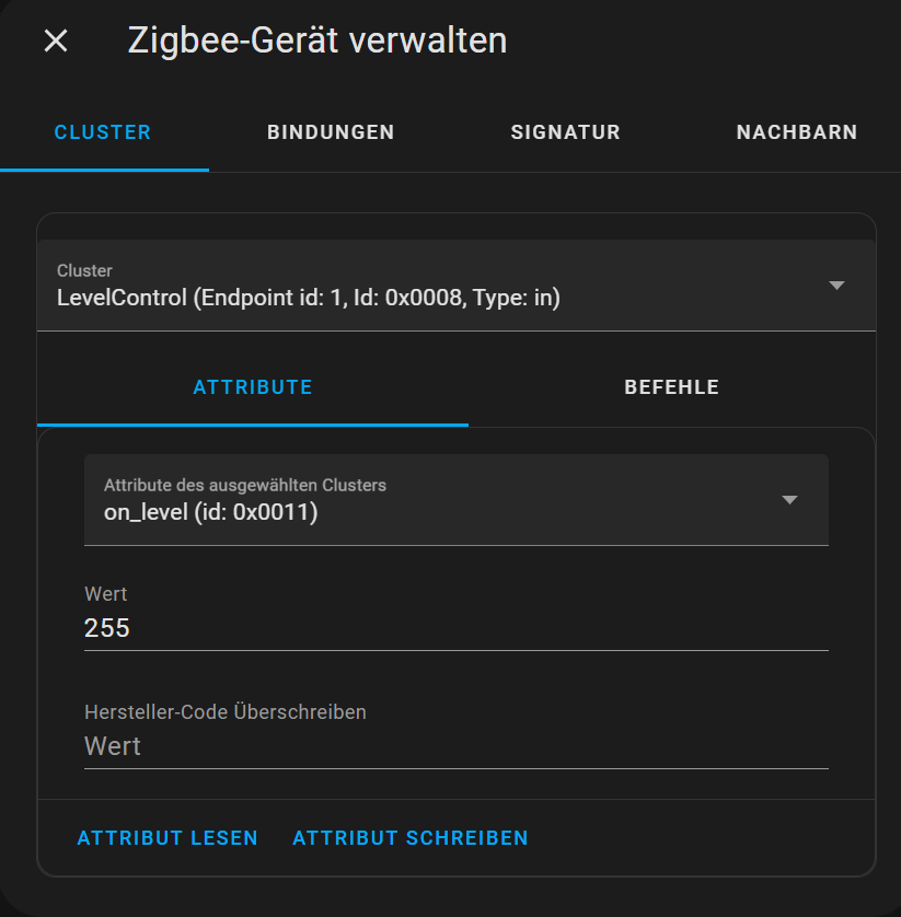 ZigBee (ZHA) Tradfri "On-level" and "Start-up current Level" value 255 (max) not working · Issue ...