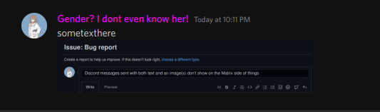 Discord Messages Sent With Both Text And An Image S Don T Show On The Matrix Side Of Things