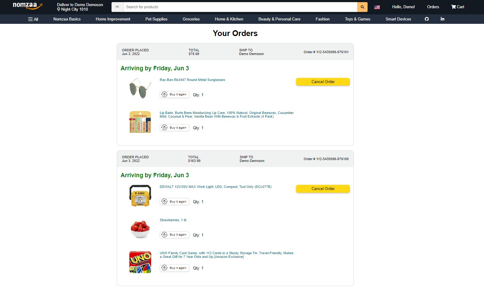 GitHub - JDVien/nomzaa: an Amazon clone for aA capstone project