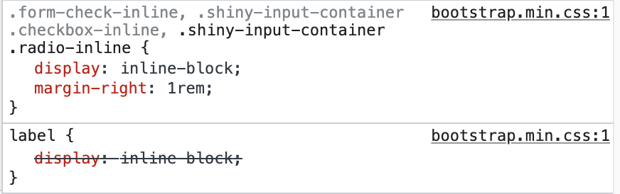 Inline radio / checkboxes are missing spacing · Issue #556 · rstudio/bslib · GitHub
