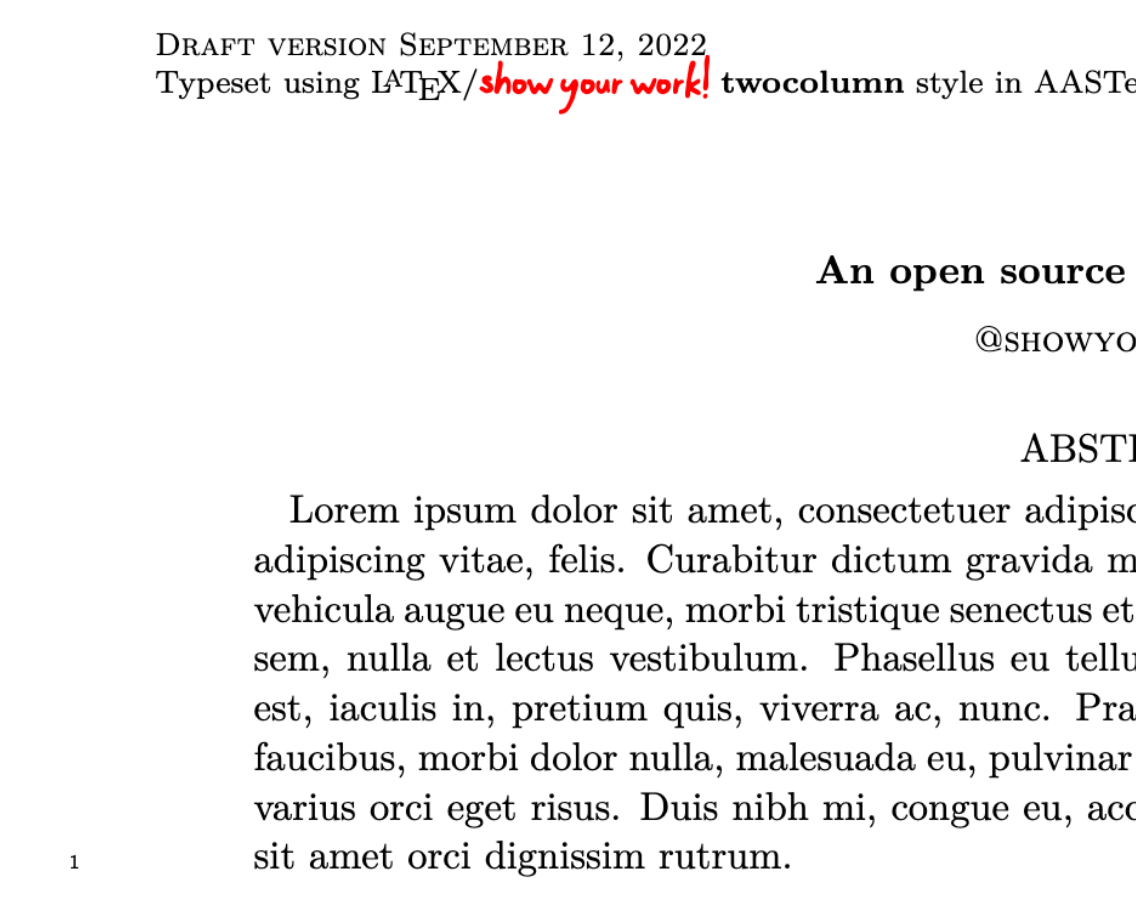 Small "1" appearing in left margin of abstract · Issue #182 · showyourwork/showyourwork · GitHub