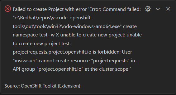 Creating project into sandbox has user limitation · Issue #3336 · redhat-developer/vscode ...