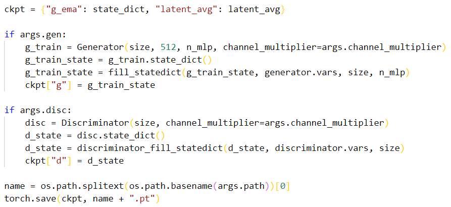convert_weight from .pkl to .pt · Issue #321 · rosinality/stylegan2-pytorch · GitHub