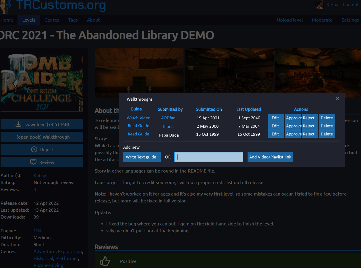 Walkthroughs · Issue #210 · rr-/TRCustoms · GitHub