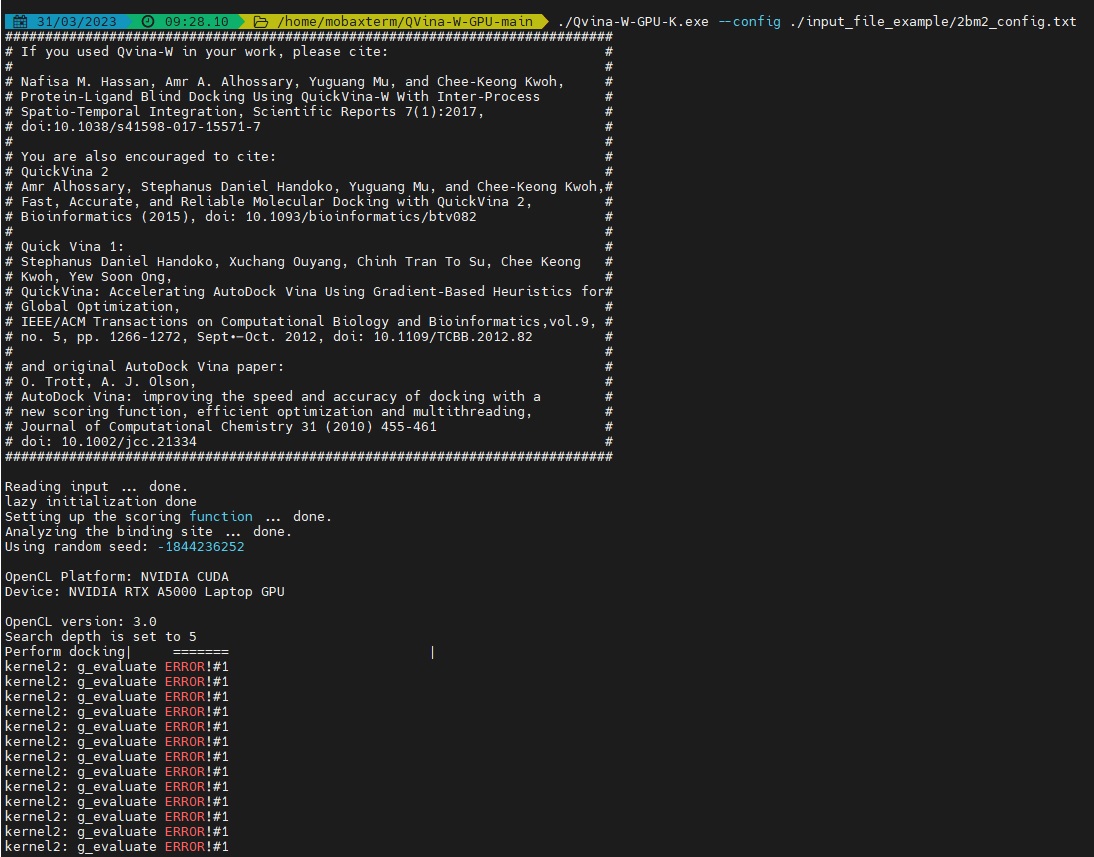 Err-36:CL_INVALID_COMMAND_QUEUE · Issue #2 · DeltaGroupNJUPT/QVina-W-GPU · GitHub