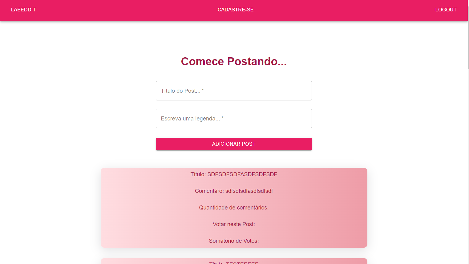 GitHub - ninazorzanello/Projeto-LabEddit: Projeto feito durante o Curso de FullStack da Labenu!