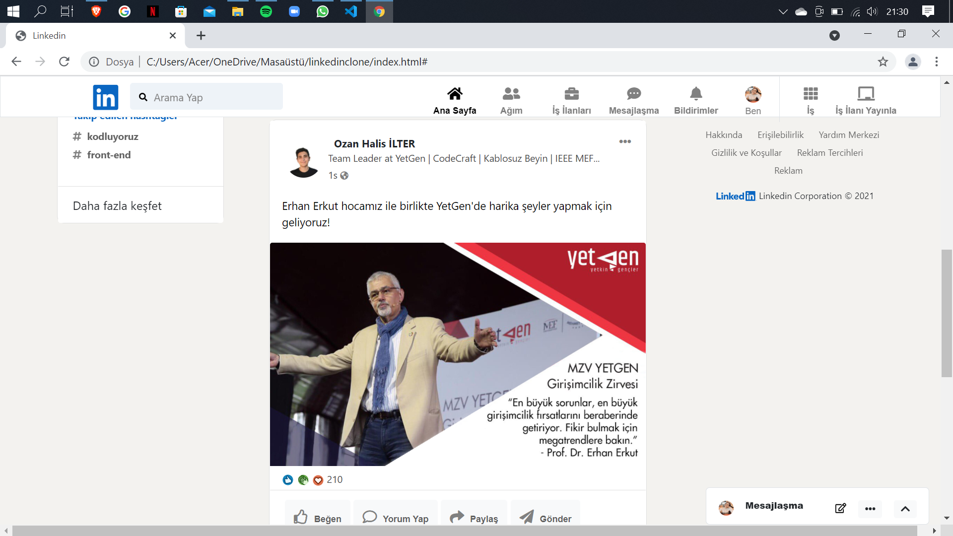 GitHub - fatmagulmez/Bootstrap-Linkedin-Clone