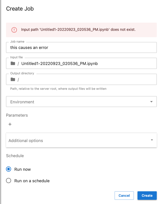 UI unstable on error thrown from backend at job creation with schedule · Issue #176 · jupyter ...
