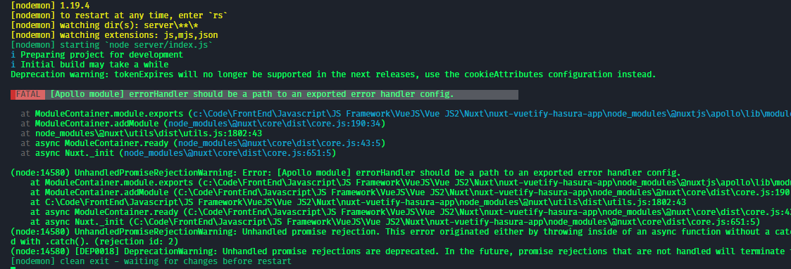Fatal Apollo Module Errorhandler Should Be A Path To An Exported Error Handler Config · Issue