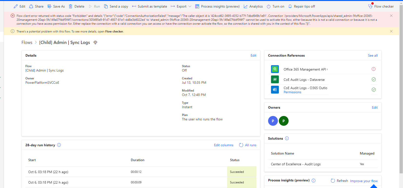 [CoE Starter Kit - BUG] Custom Connector for Audit logs needs redone ...
