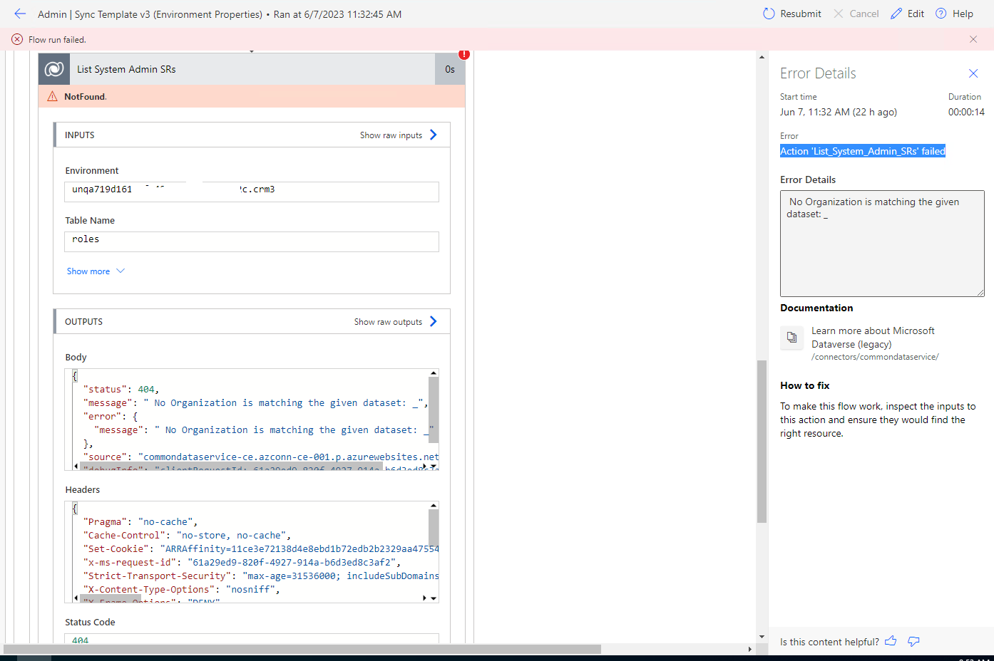 [CoE Starter Kit - BUG] Action 'List_System_Admin_SRs' failed due to GDS issue · Issue #5754 ...