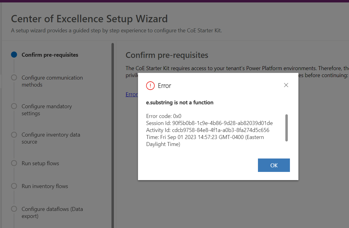 Setup Wizard fails on Pre req page · Issue #6498 · microsoft/coe-starter-kit · GitHub